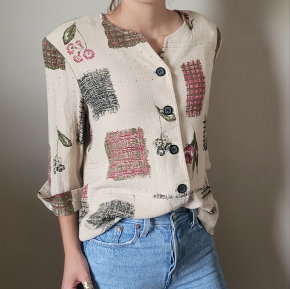 Vintage | Tops | Vtg Button Down Blouse | Poshmark